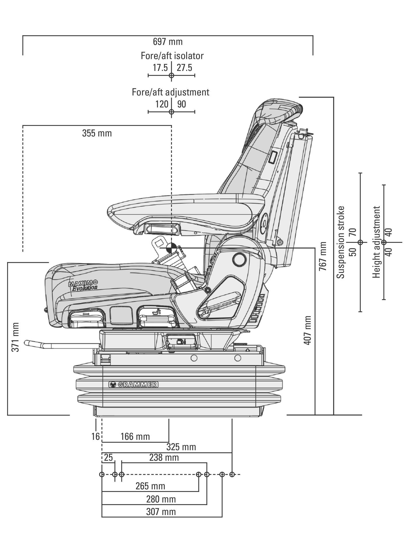 Grammer Maximo Evolution Dynamic Seat. Grammer Seating UK